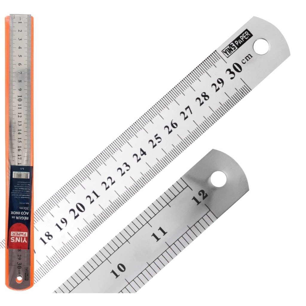 Régua De Metal 30cm 12 Polegadas Aco Inox Projetista Profissional para ...