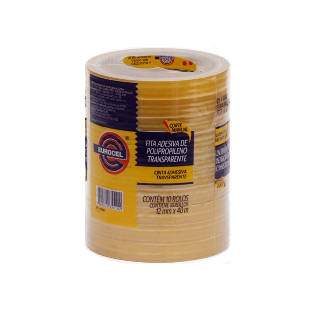 Fita adesiva transparente 12 mm x 40 m Eurocel com 10 rolos de fita ...