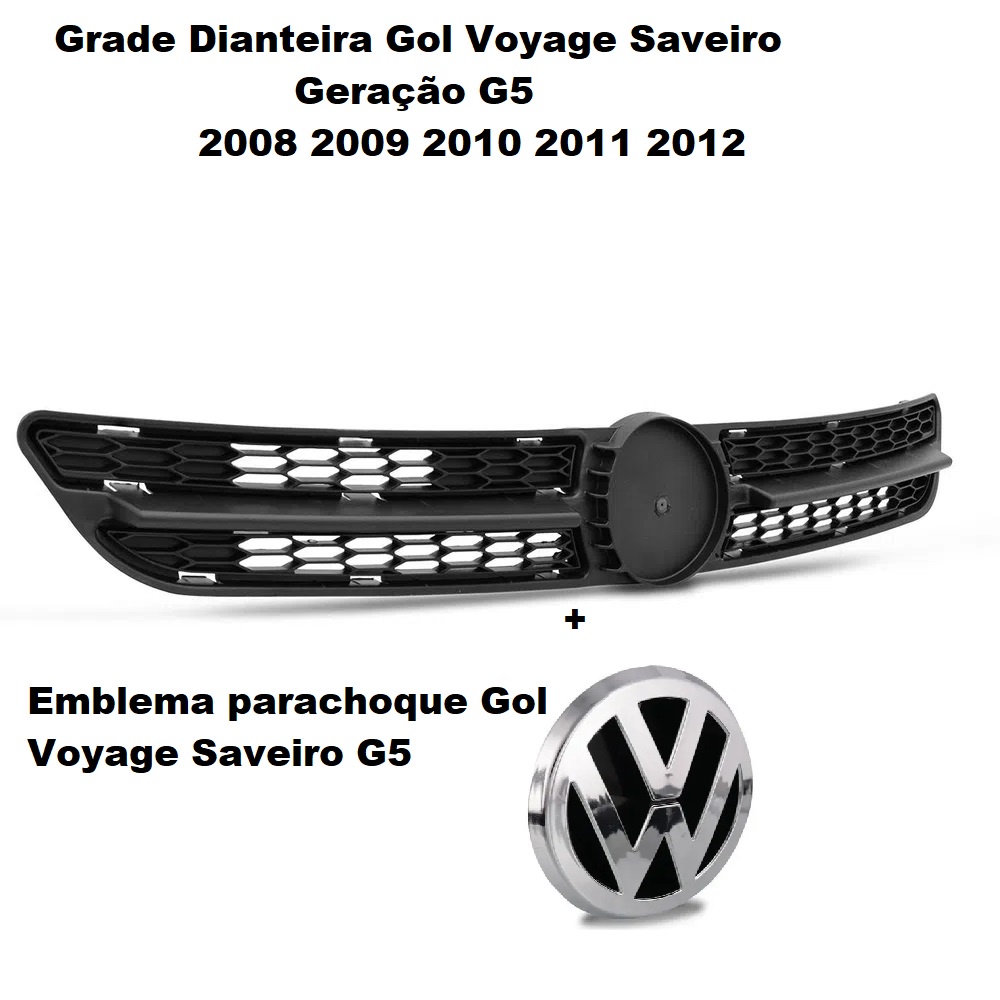 Grade Frontal Interna Vw Gol/ Voyage/ Saveiro Gv/g5 09/12 Preta | Shopee Brasil