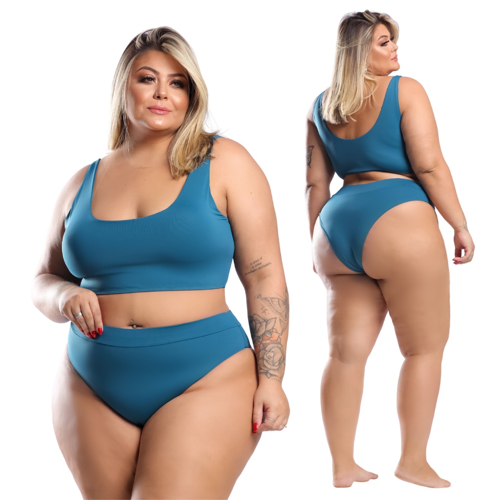 Plus Size Biquini Moda Praia Cores Verão Bojo Detalhes Top Modelo Plus Extra G | Shopee Brasil