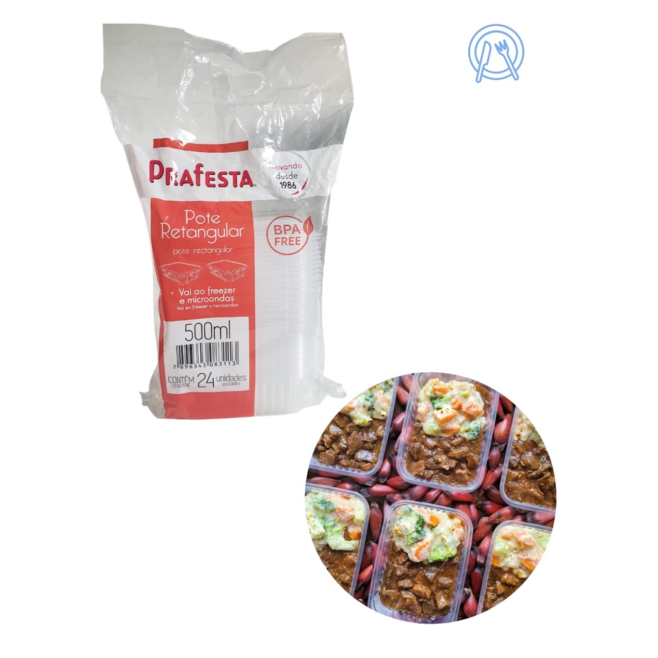 Pote Marmita Descartável Retangular 500ml Freezer Microondas Marmita - 144 Unidades | Shopee Brasil