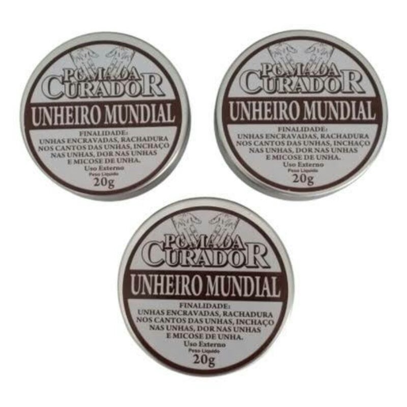 3x Pomadas Curador Unheiro Mundial 20 g - Unha Encravada, Rachadura ...