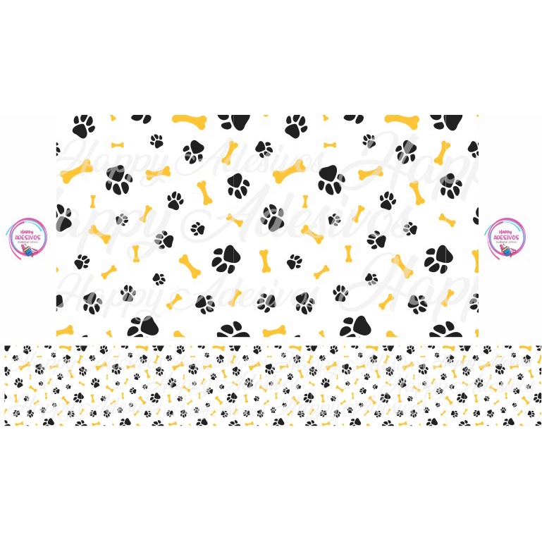 Papel de Parede Pegadas Patinhas Cachorrinho Osso Cão Patas PetShop ...
