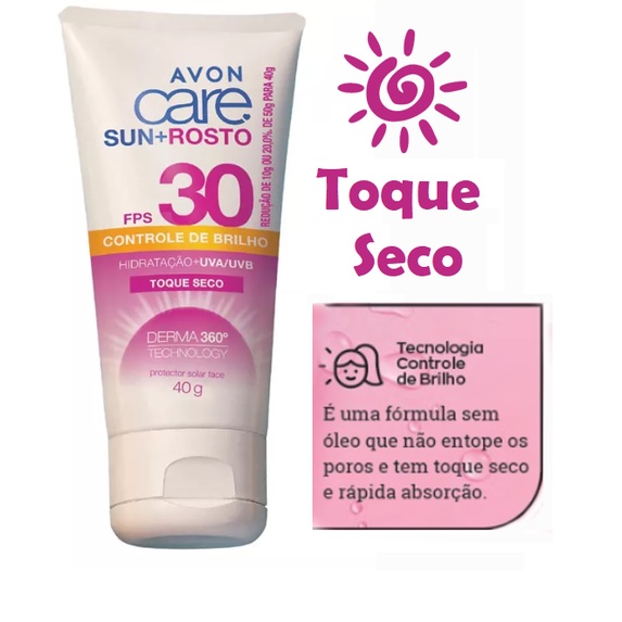 Protetor Solar Avon Care Rosto Controle de Brilho FPS 30 - Avon 40g | Shopee Brasil