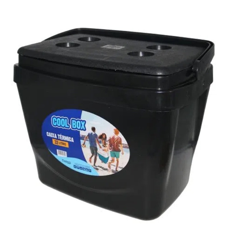 Caixa térmica Cool Box preta 32 litros Plastmais | Shopee Brasil