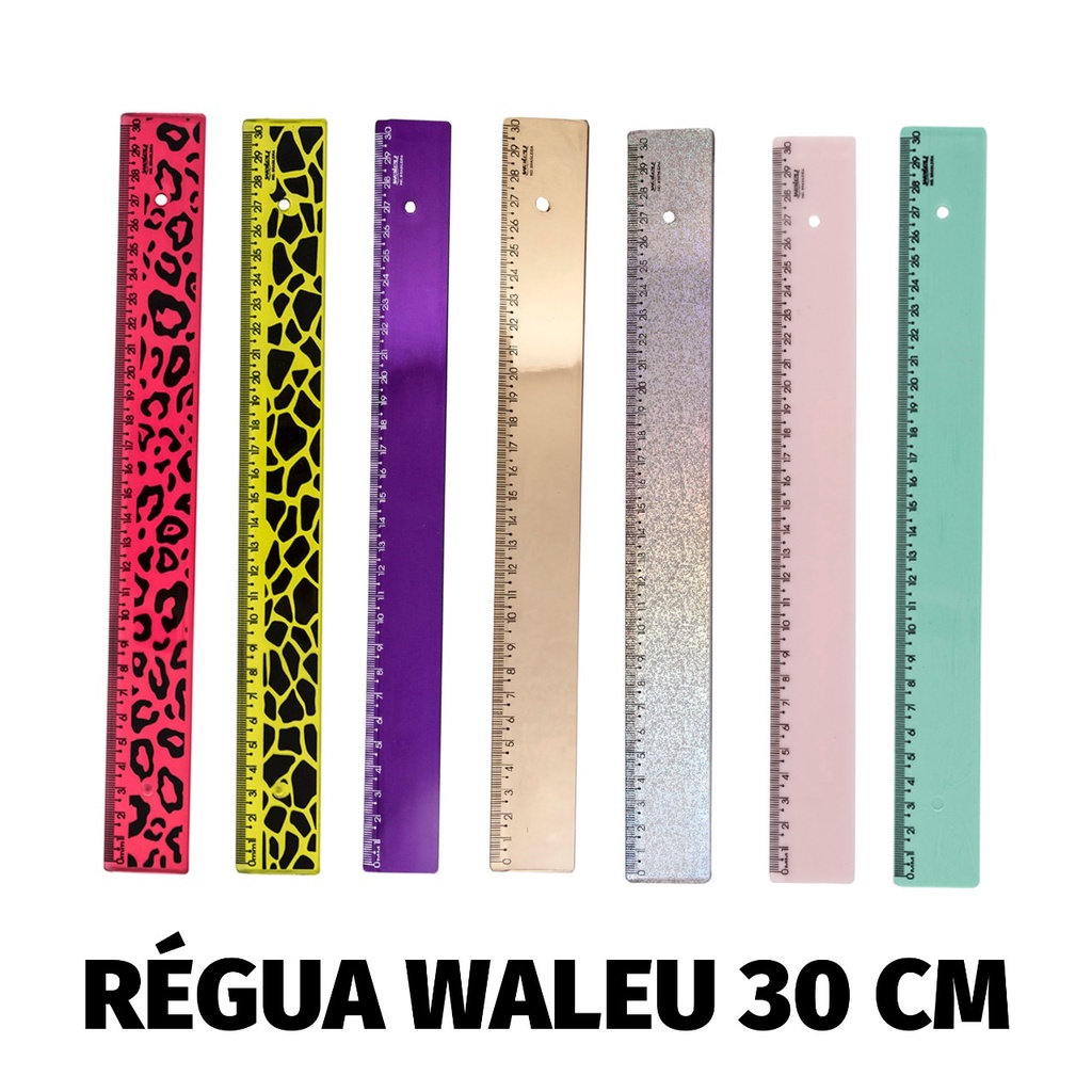 Régua Waleu New Line 30cm - Tom Pastel, Metalizada, Estampada e ...