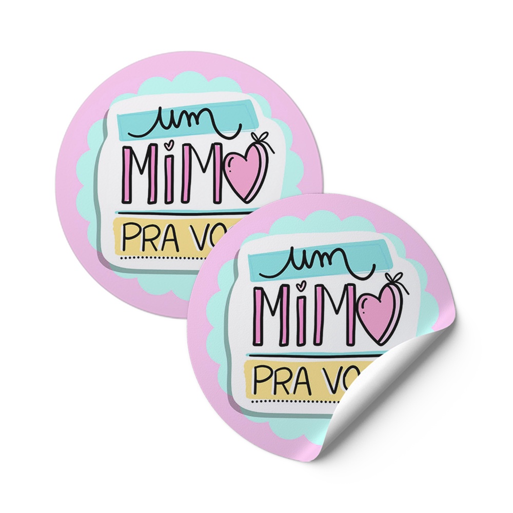 Adesivos Etiquetas Para Embalagens Tag Redondos Um Mimo Pra Você Azul Com Borda Rosa AD01470 ...