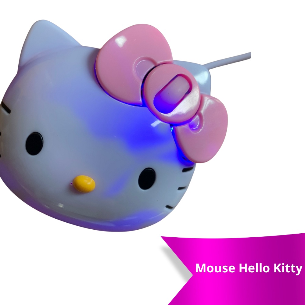 Mouse Hello Kitty com fio USB 2.0 e LED que brilha Mouse Óptico 1200 ...