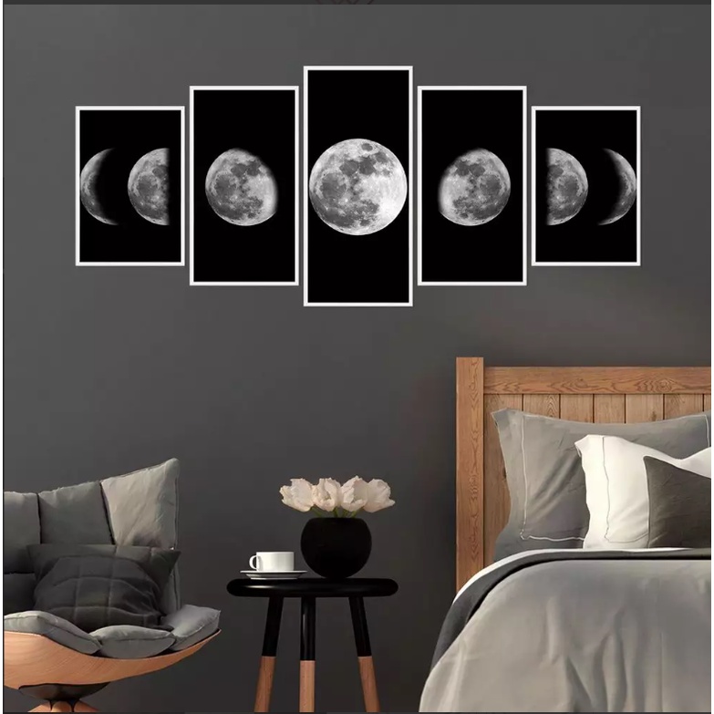 Quadro Decorativo 5 telas Fases da Lua | Shopee Brasil