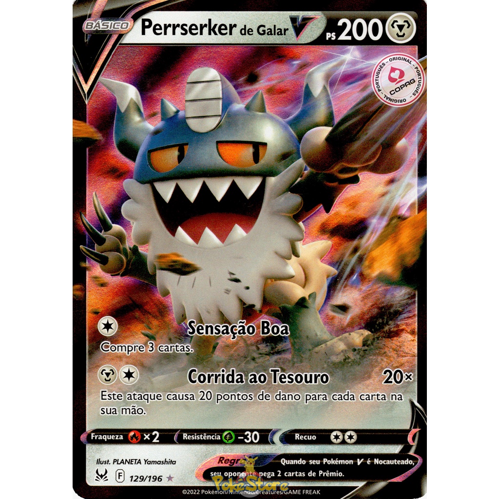 Carta Pokemon Perrserker de Galar V Português Card Original Copag ...