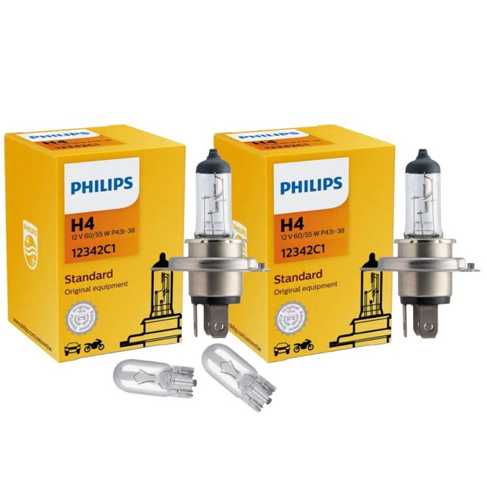 Par Lampada H4 Halógena Comum Philips + Par Lâmpada T10 (alto e baixo na mesma lampada) | Shopee ...
