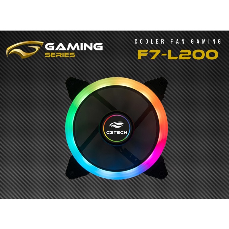 Cooler 120mm Fan C3Tech LED Multi Cores RGB Gaming Preto - F7-L200RGB | Shopee Brasil
