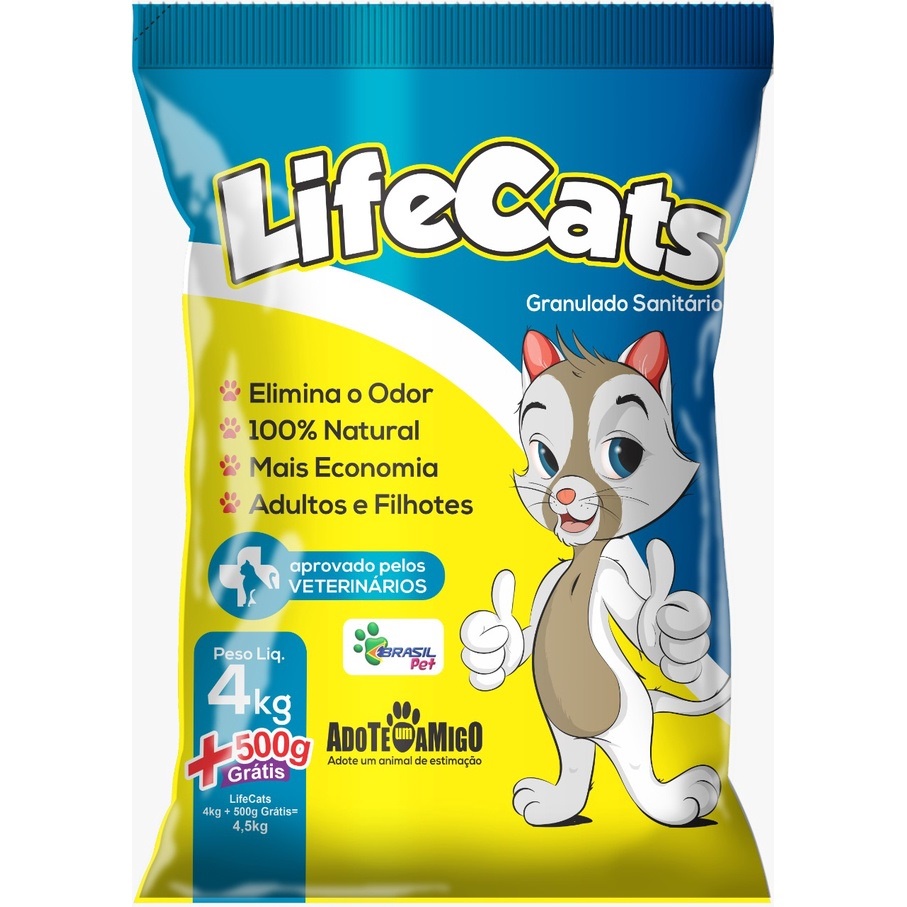 Areia Higiênica Life Cats para Gatos 4,5kg | Shopee Brasil