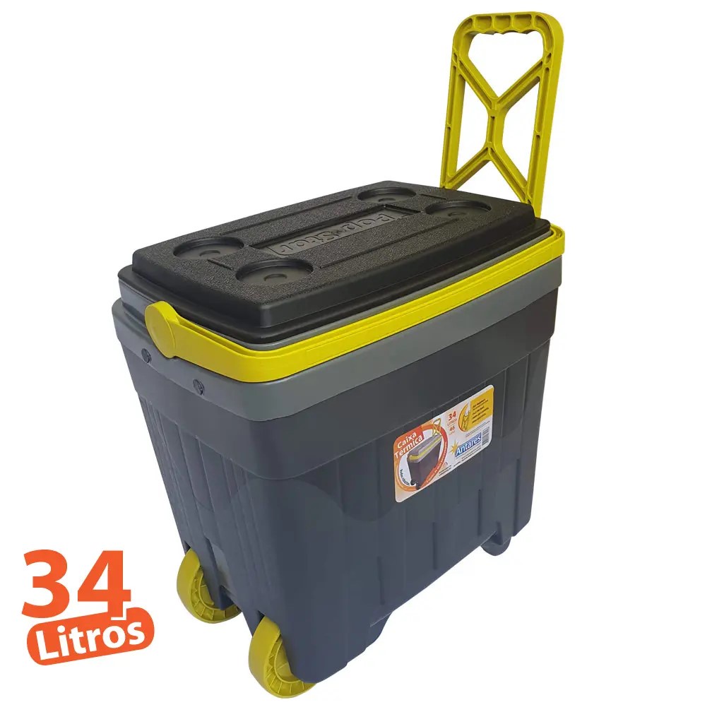 Cooler Com Rodinha Caixa Térmica 34 Litros Camping Pesca | Shopee Brasil