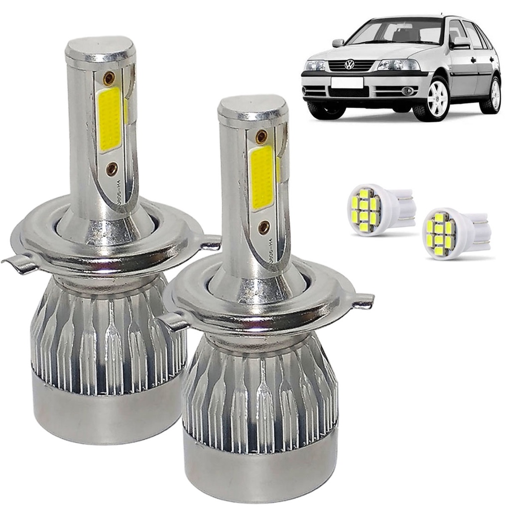 Kit Super Led Gol G3 2000 a 2005 Farol Simples Alto e Baixo H4 20000 ...