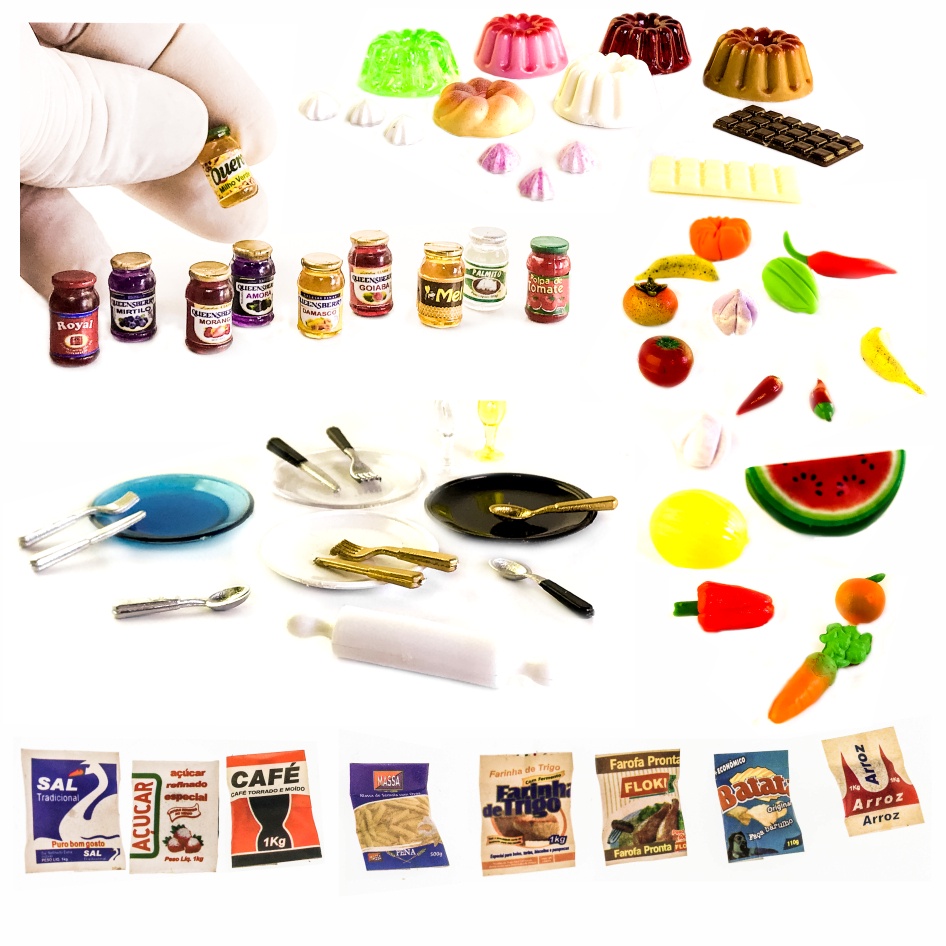 Kit Miniatura coleção comidas bebidas KitG6 64Peças | Shopee Brasil