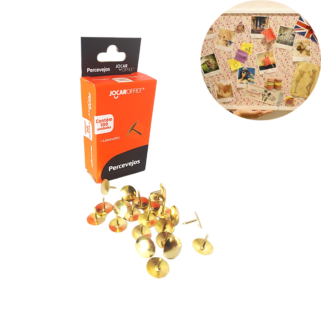 Tachinhas Percevejo Latonados 100 Unidades Jocar Office | Shopee Brasil