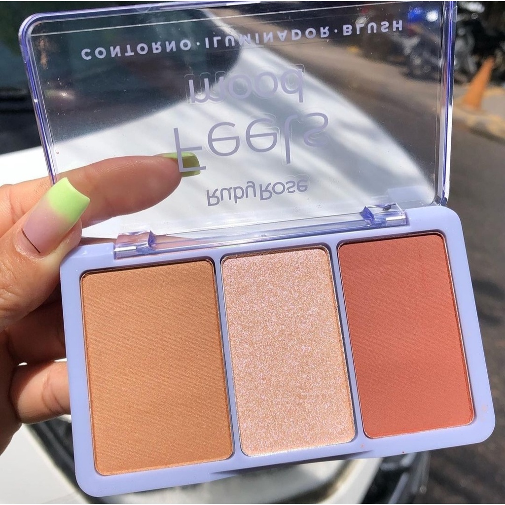 Trio facial feels mood com contorno, blush e iluminador da Ruby Rose | Shopee Brasil