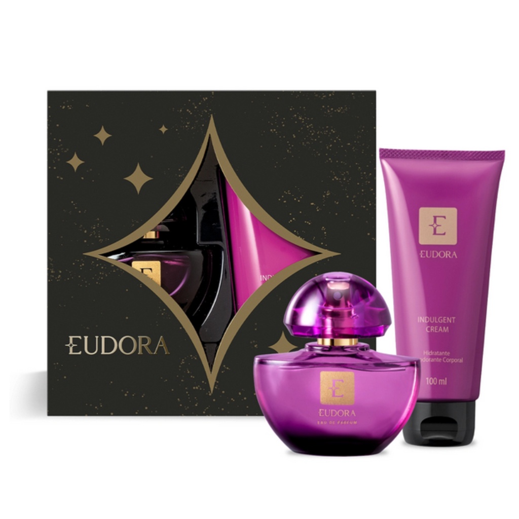 Kit Presente Natal Eudora EDP (2 itens) - Eau de Parfum e Indulgent Cream - Eudora Roxo (Perfume ...