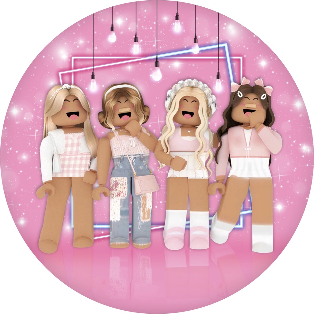 Painel Redondo Festa Roblox Menina em Tecido 1,50m Sublimado com ...