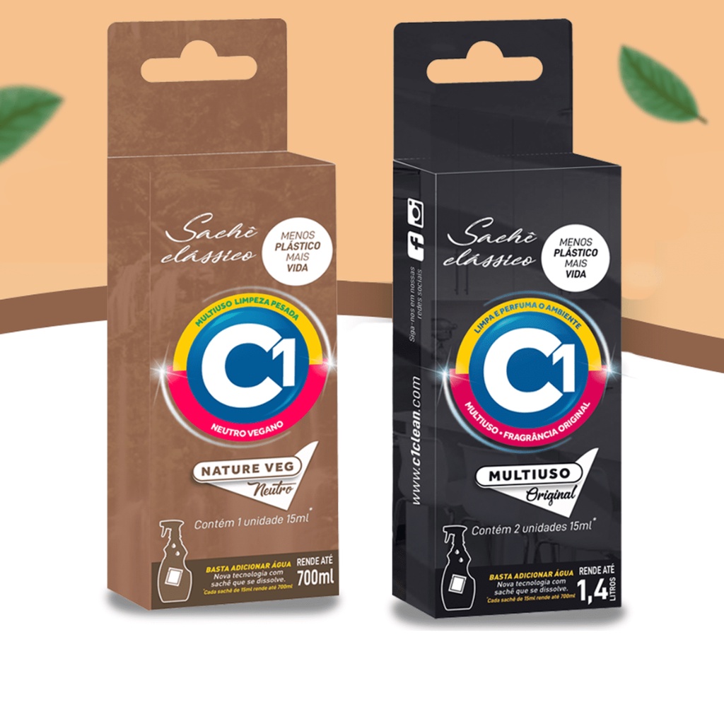 Multiuso De Limpeza C1 Clean Em Sachê Biodegradável Original Nature Veg Rende até 1400ml ...