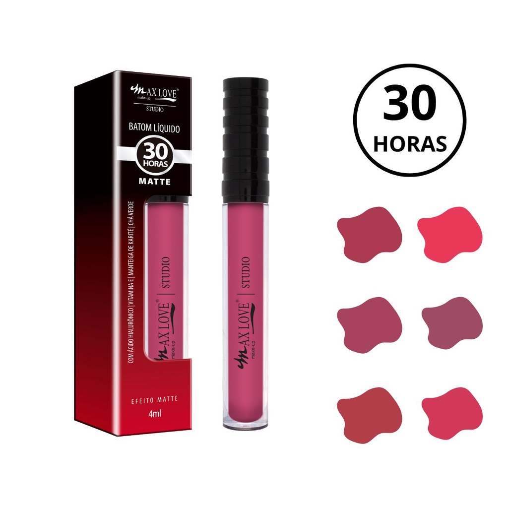 Batom Matte Max Love Líquido 30 Horas Longa Duração Super Pigmentado ...