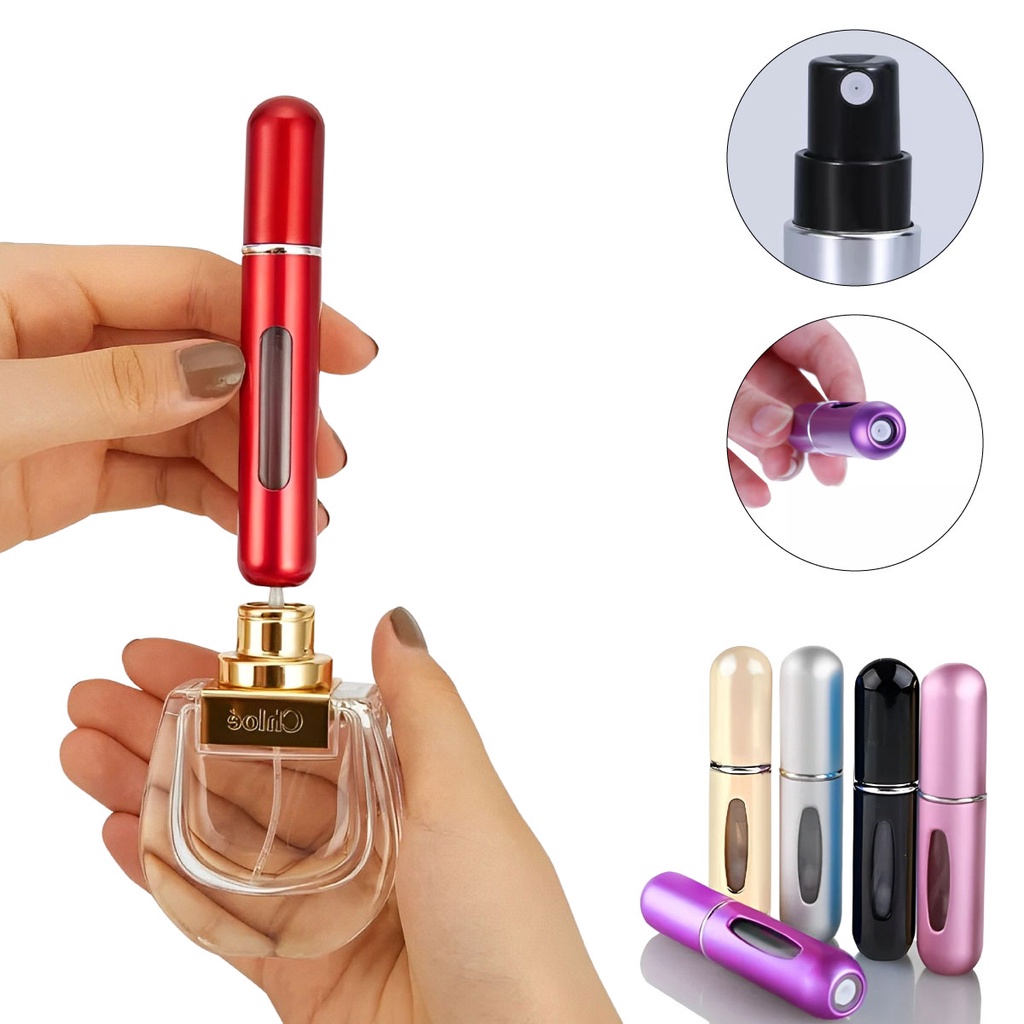 Porta Perfume Mini Frasco Portátil Spray 5ml Bolsa Viagem Recarregavel ...