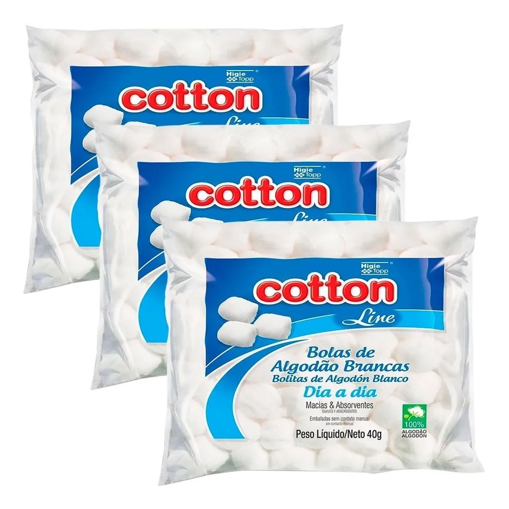 Algodão Bola Branca Cotton Line 40g - Kit Com 3 Pacotes | Shopee Brasil
