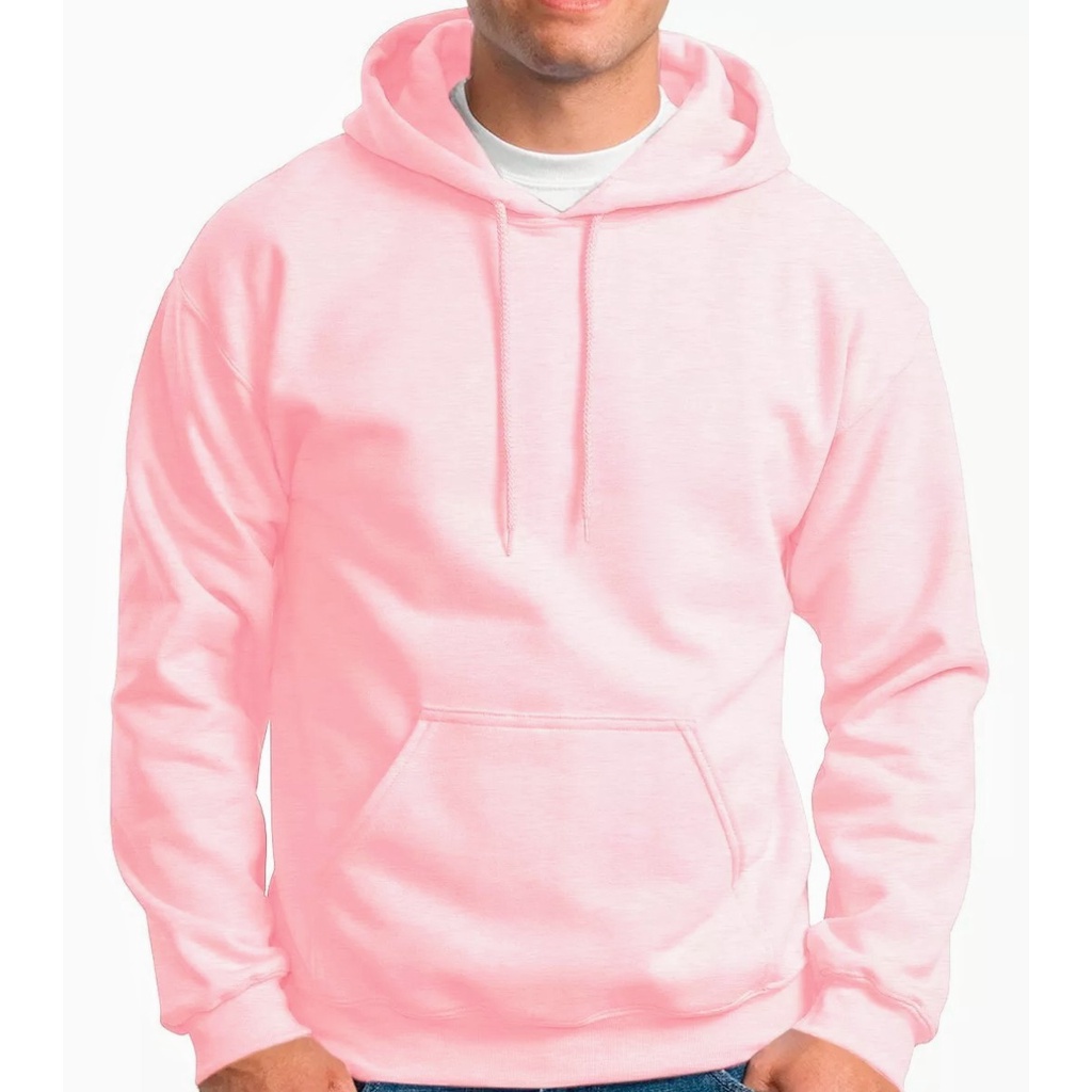 Moletom Rosa Liso Unissex Modelo Canguru | Shopee Brasil