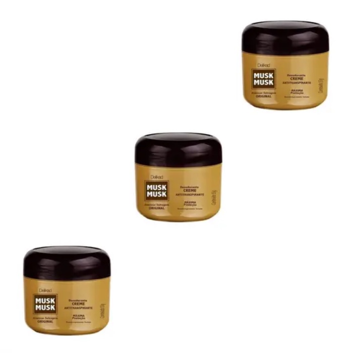 Kit 03 Desodorante Musk Musk Creme Original 55g | Shopee Brasil