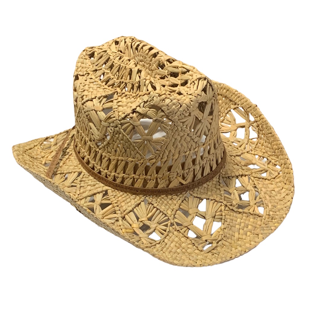 Chapéu de praia cowboy cowgirl de palha natural aba modelável | Shopee ...