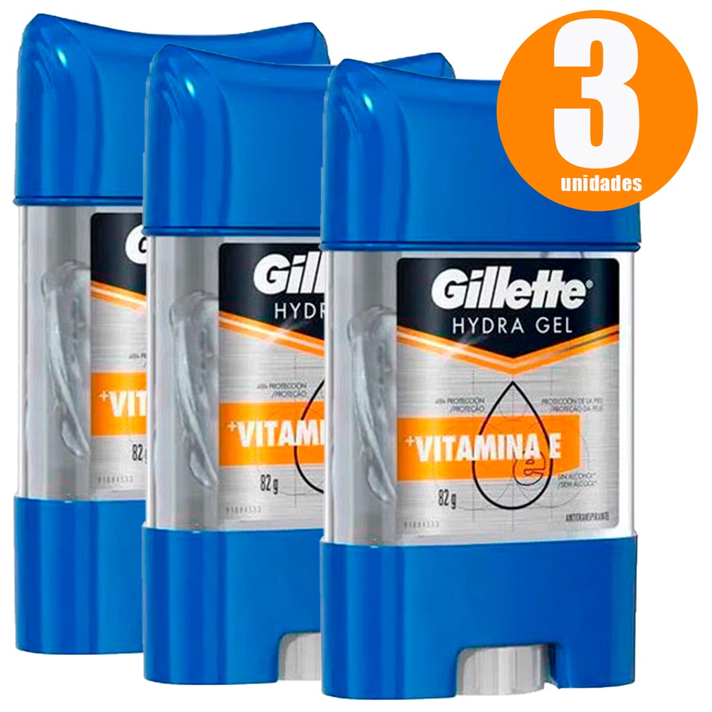 3 Unidades Desodorante Antitranspirante Gillette Hydra Gel Vitamina E ...