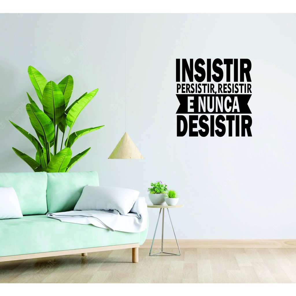 Adesivo De Parede Frase Motivacional Nunca Desistir | Shopee Brasil