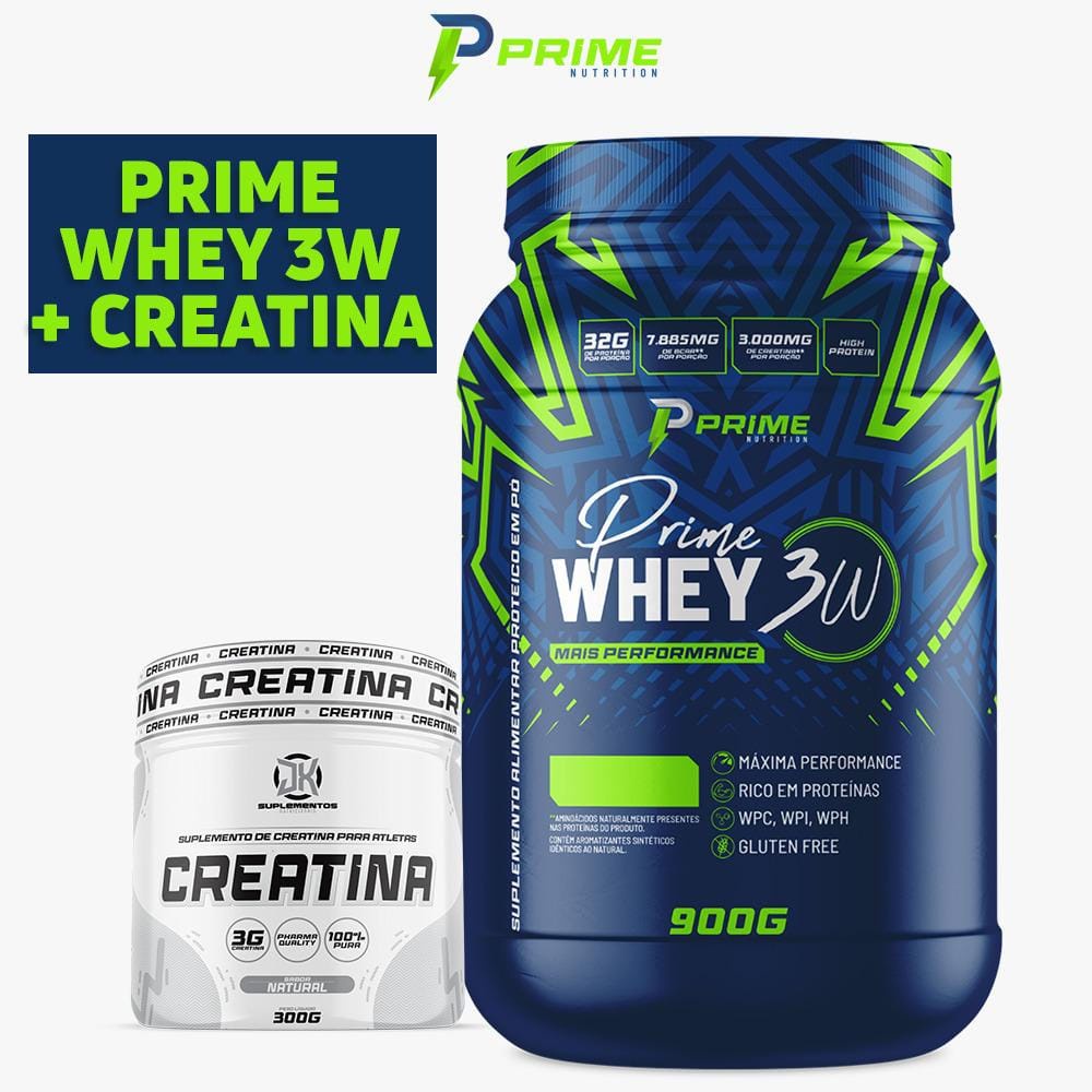 Kit Prime Whey 3W 900g + Creatina JX Power 300g | Shopee Brasil