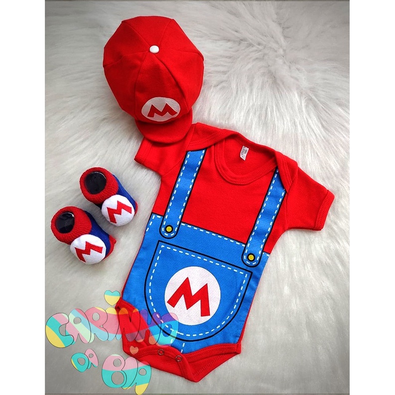 Body Temático Mesversário bebê menino Super Mario Bros | Shopee Brasil