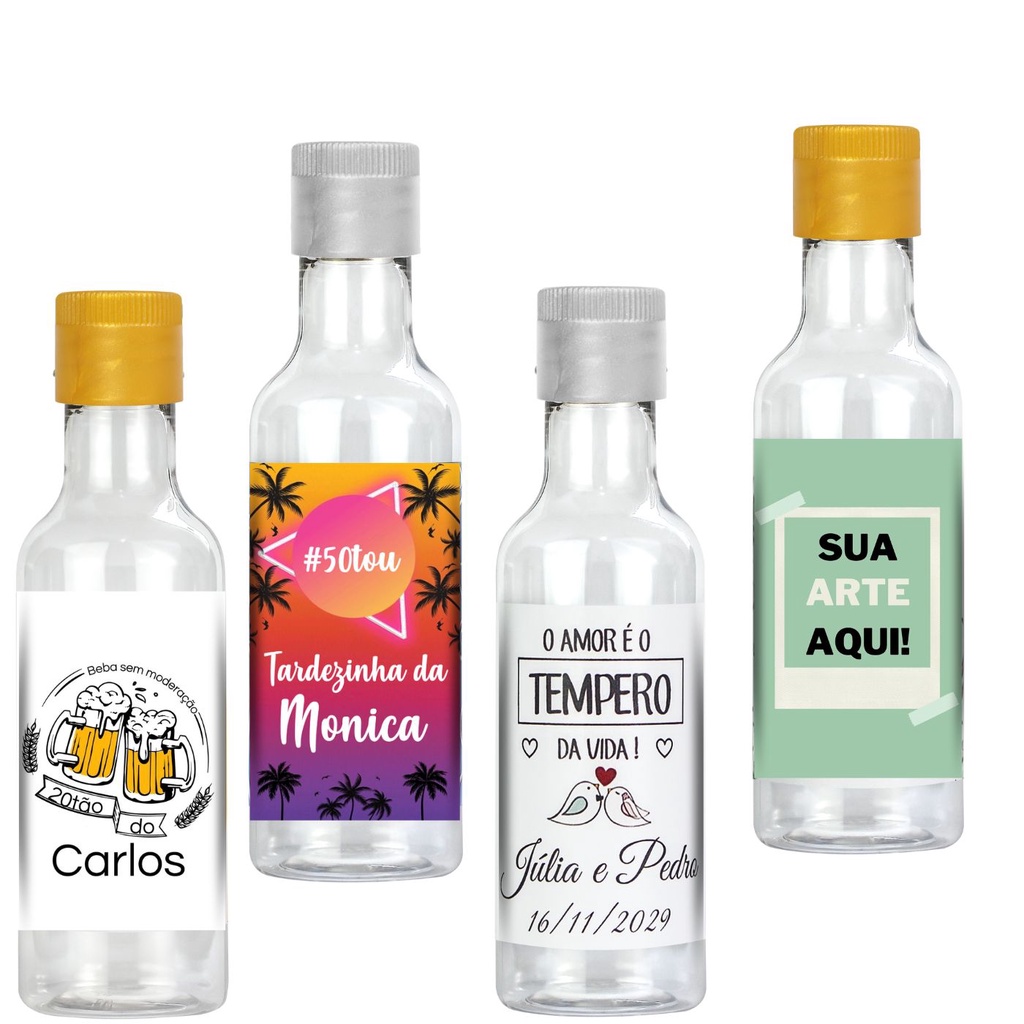 30 Mini Garrafinhas Personalizadas 50ml Lembrancinhas Festas Brindes ...