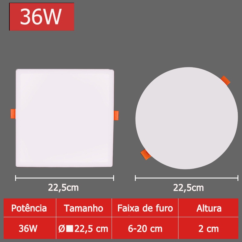 Painel Plafon Led Borda Infinita 10W 18W (somente para embutir) 24W 36W(embutir e sobrepor ...