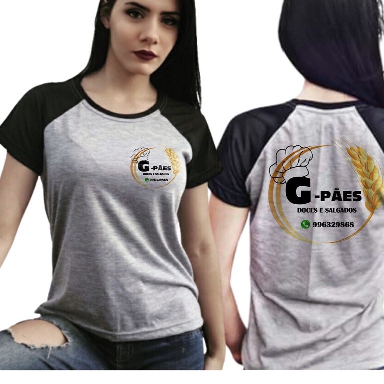 Uniforme padaria - Modelo Feminino Raglan, Logo da Sua padaria Frente e ...