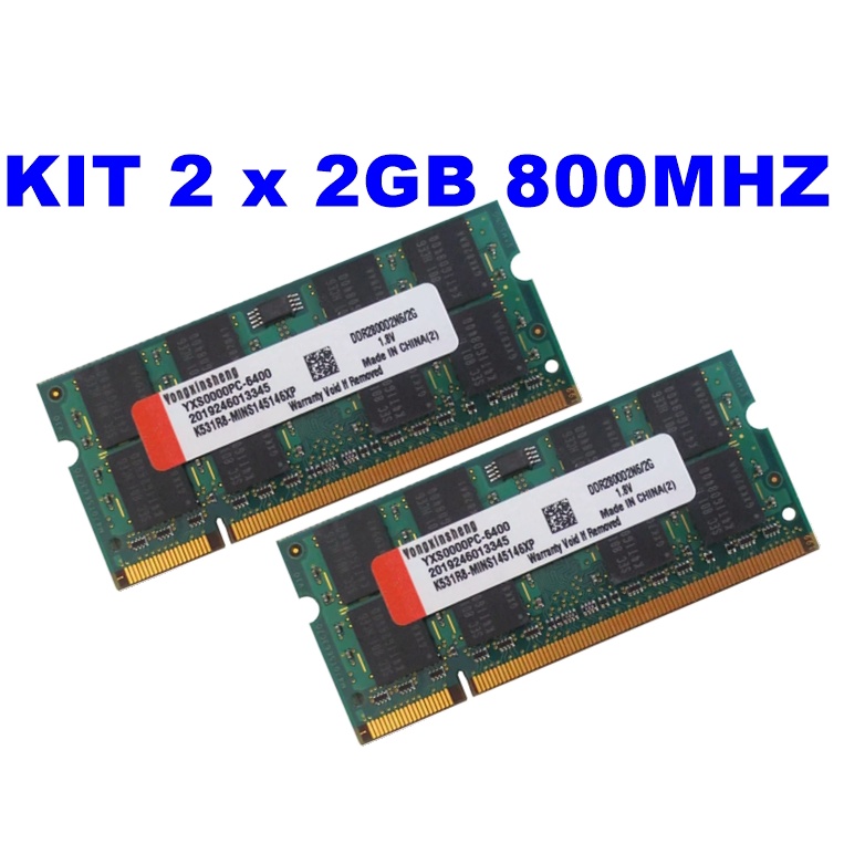 KIT MEMÓRIA RAM NOTEBOOK DDR2 2GB 800MHZ 2 X 2GB TOTAL 4GB | Shopee Brasil