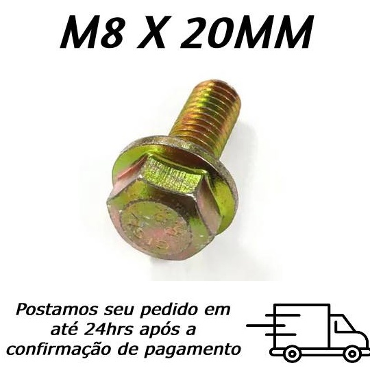 Parafuso Sextavado Flangeado M8 X 20mm Bicromatizado | Shopee Brasil