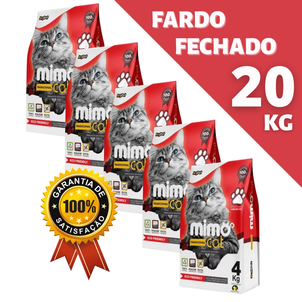 20 kg de Areia Sanitária Higiênica MIMO CAT Tradicional para Gatos ...