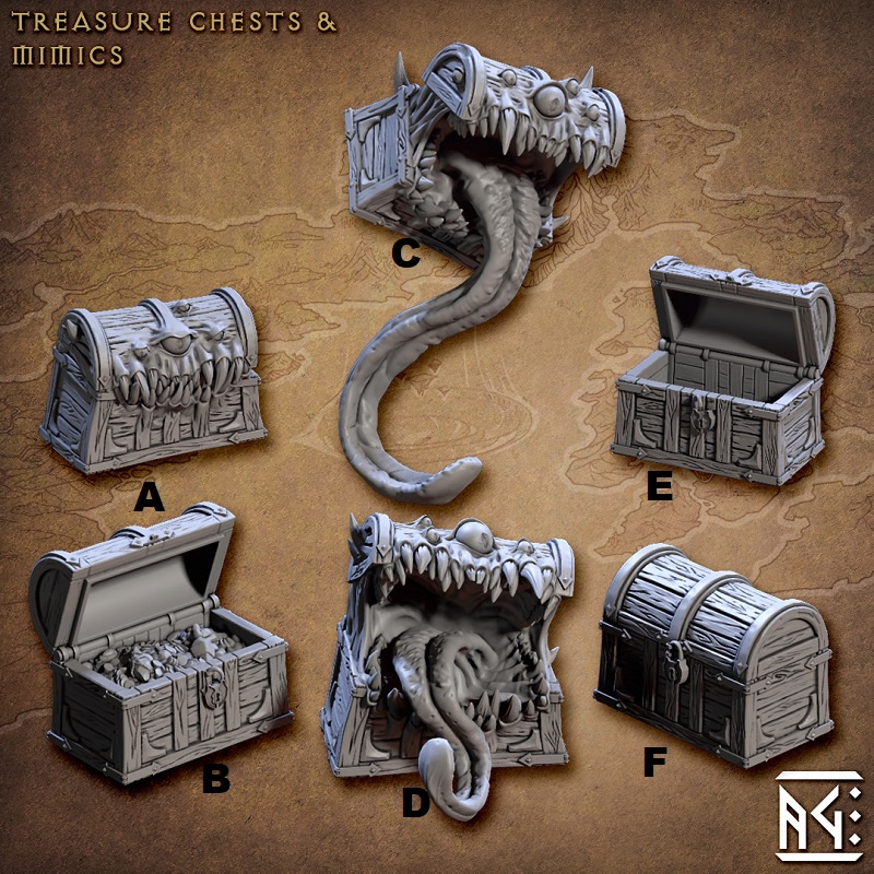 Miniatura RPG Treasures Chests And Mimics – Coleção Arcanist Guild / D ...