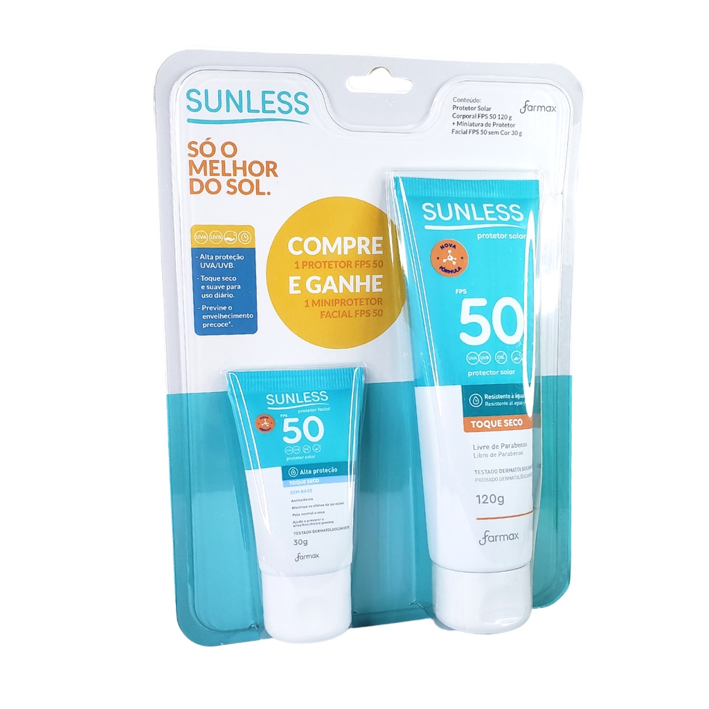 Kit Protetor Solar Sunless Corporal 120g 50 Fps + Protetor Solar Facial ...