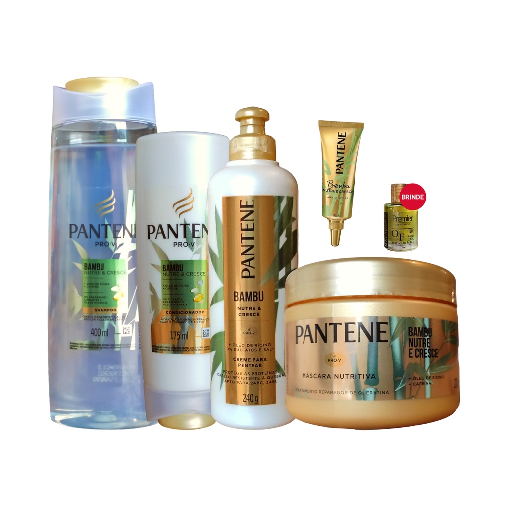 Linha Completa Bambu Nutre & Cresce Pantene sh 400ml+cond+cremepentear ...