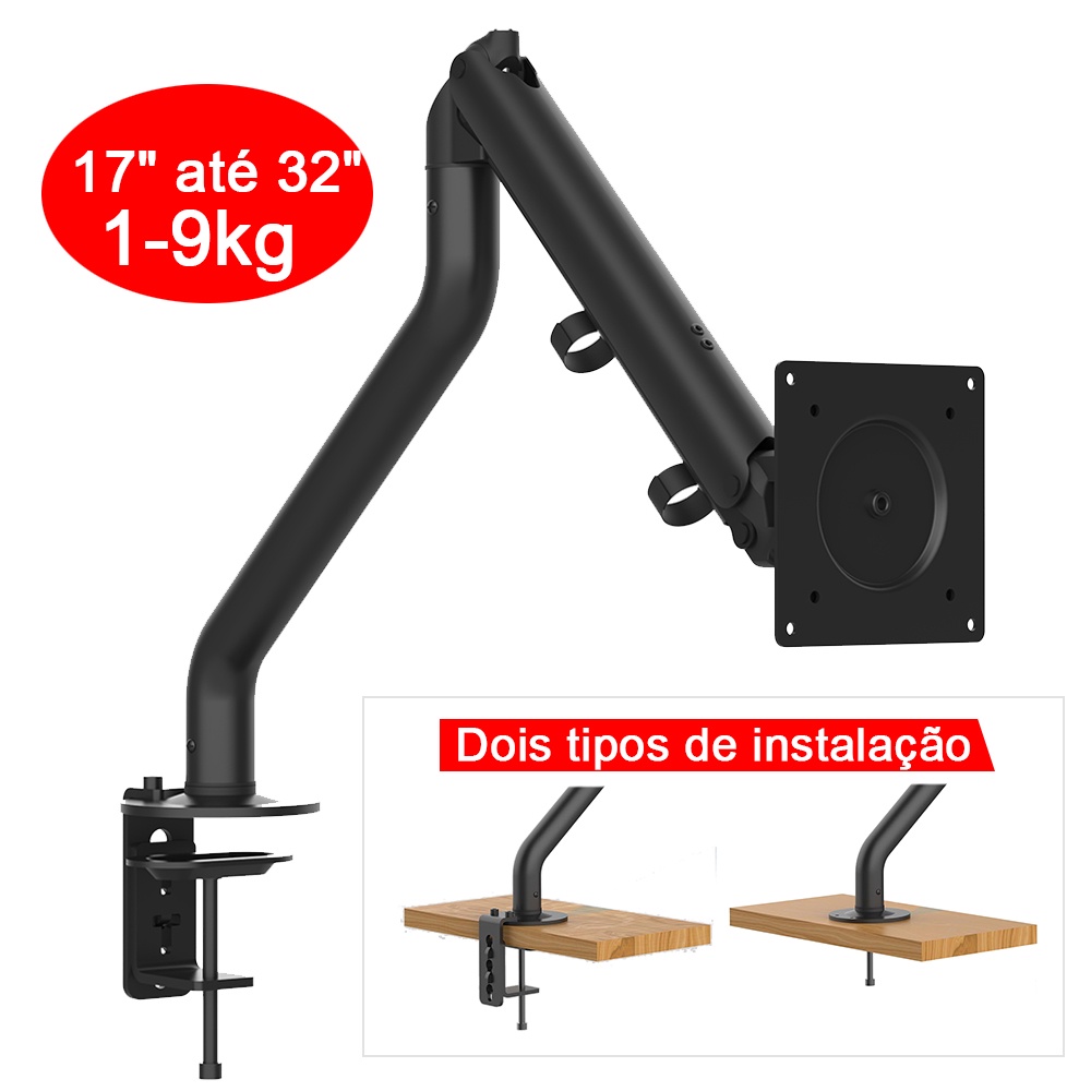 Suporte de Monitor Articulado Mesa para pc Metal 17 ate 32 Mola ...