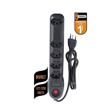 Filtro De Linha Regua Tomadas Megatron Bivolt 10a Inmetro | Shopee Brasil