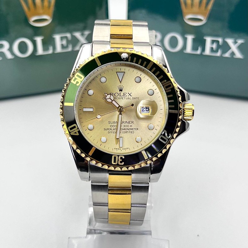 Relógio Rolex Submariner misto verde linha Gold c/ caixa premium ...