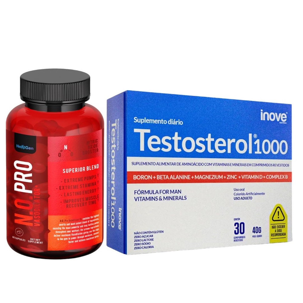 Kit - Vasodilatador N.o.pro 60caps + Testosterol 1000 30caps | Shopee ...