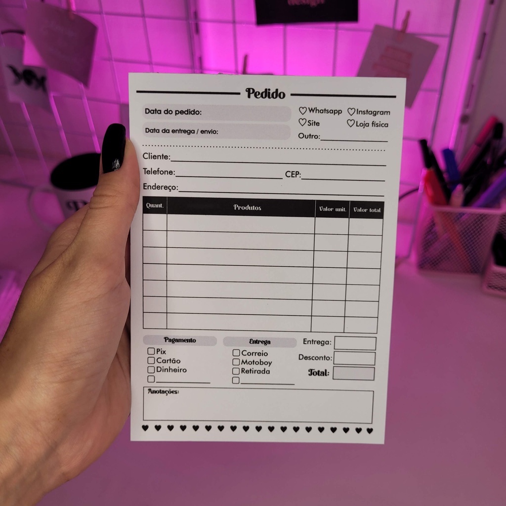 Bloco pedidos A6 (10x15) - Preto │ 50 folhas | Shopee Brasil