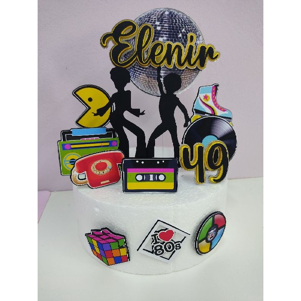 Topo De Bolo Anos 80 Luxo 3d Shopee Brasil